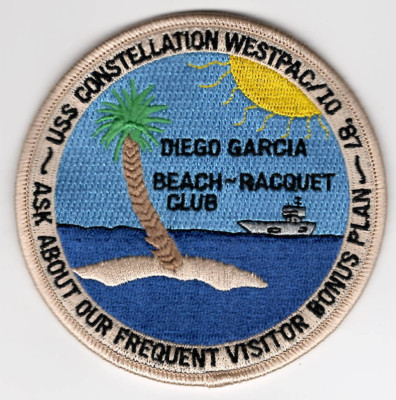 4" NAVY CV-64/CVW-2 1987 DIEGO GARCIA FREQUENT VISITOR EMBROIDERED ...