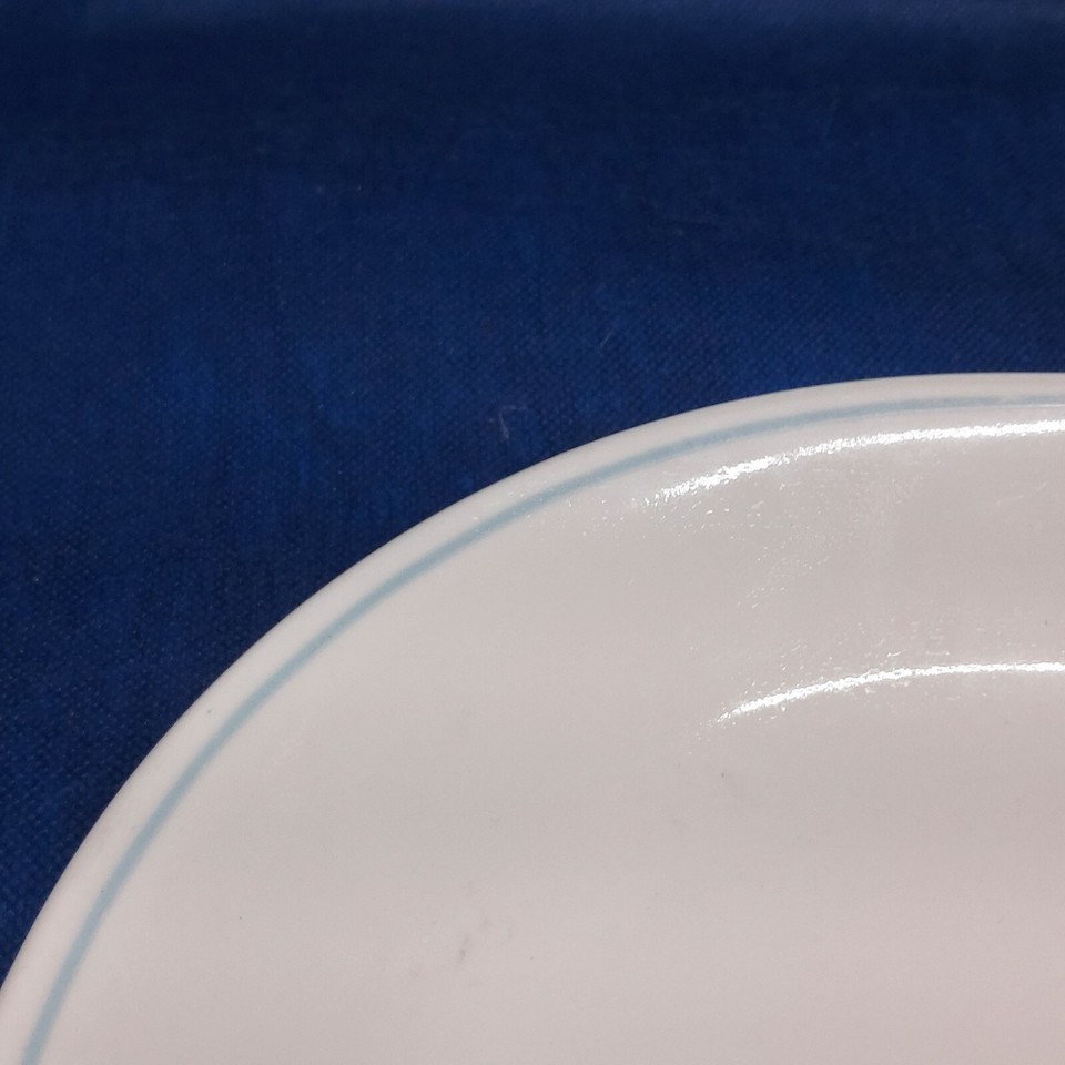 Corelle By Corning Oval Serving Platter Off White/Blue Rim USA EUC | eBay