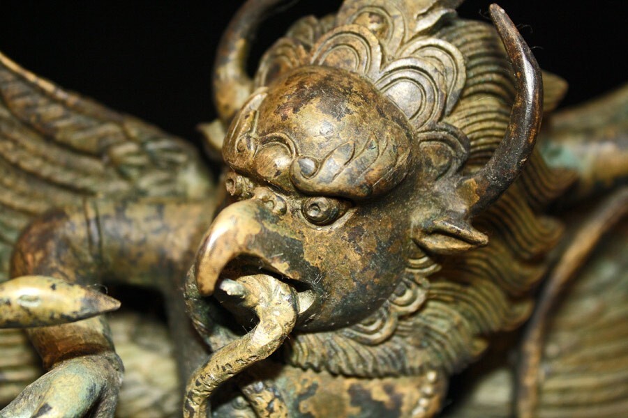 S7052 Winged Garuda Winged Bird Bronze Buddhism Anthropomorphic Statue ...