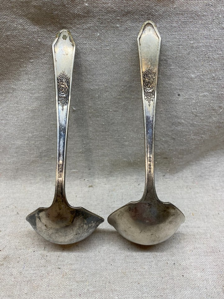 2 Vintage Ladles silver plated R & B (Rogers and Bros) A1 1933 Rosedale ...