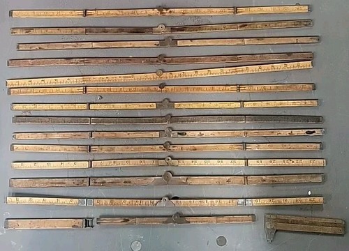 Vintage Stanley - Upson Various Wooden Folding Ruler Brass Hinges 16 ...
