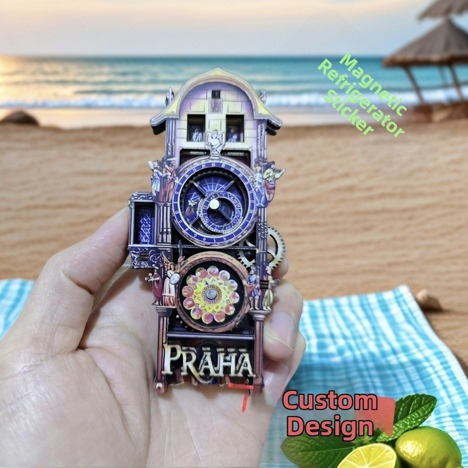 Prague Astronomical Clock Fridge Magnet Travel Souvenir with Vintage ...