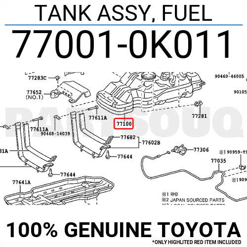 770010K011 Genuine Toyota TANK ASSY, FUEL 77001-0K011 | eBay