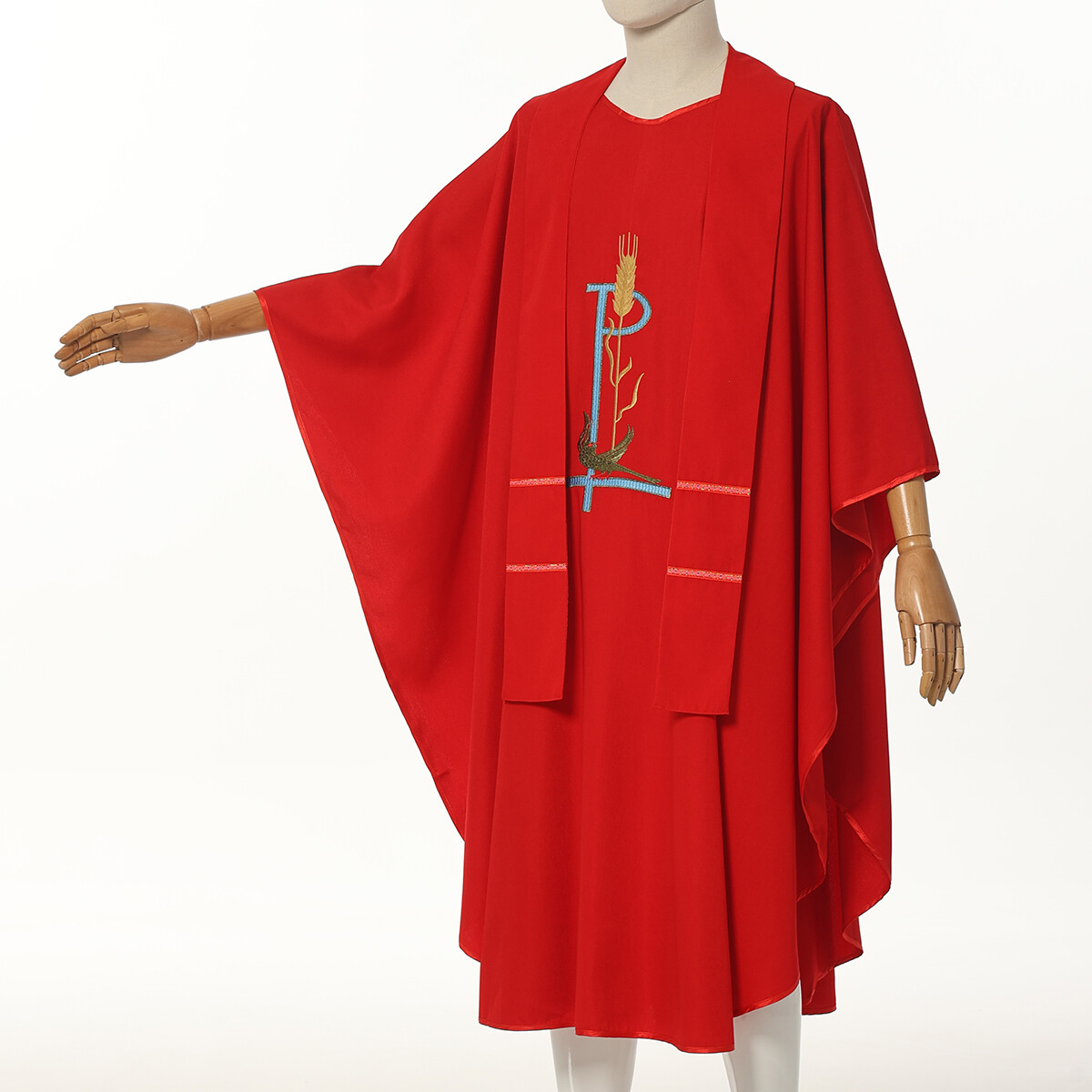 Catholic Red Chasuble with Bird Wheat Embroidered Priest outer Vestment ...