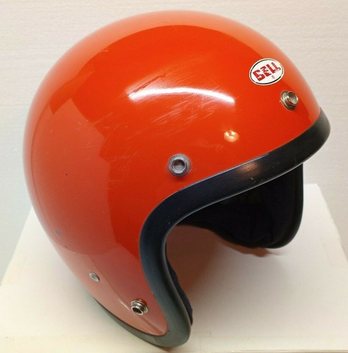 Vintage 1975 BELL MAGNUM II ORANGE HELMET SIZE 7-56 CENTIMETRES OPEN ...