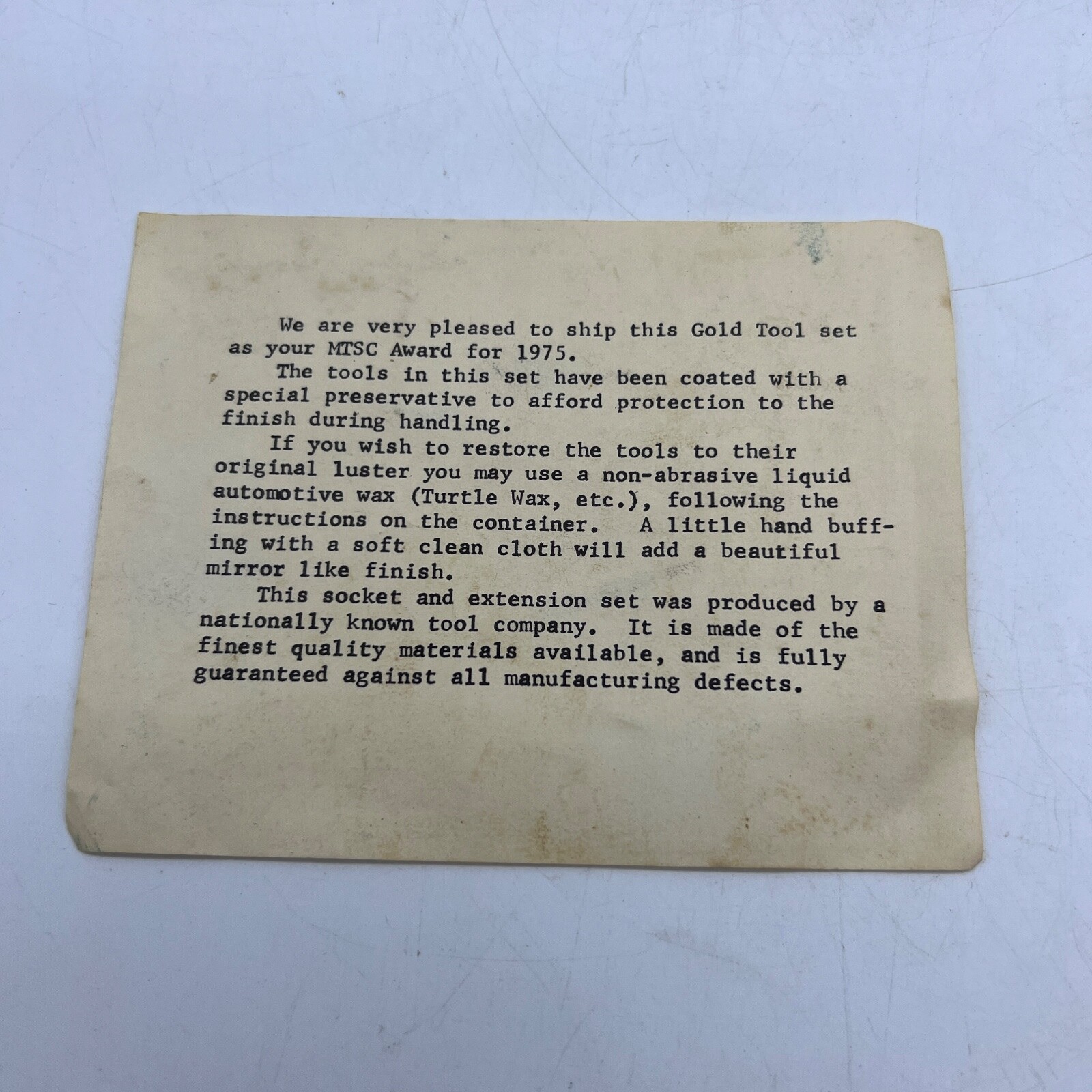 1975 Chrysler Master Technician Award Gold Tool Set Socket Wrench 9-15/ ...