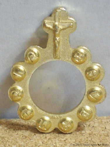 Ave Maria Holy Mary Pocket Rosary Vintage Finger Ring Gold Tone ...
