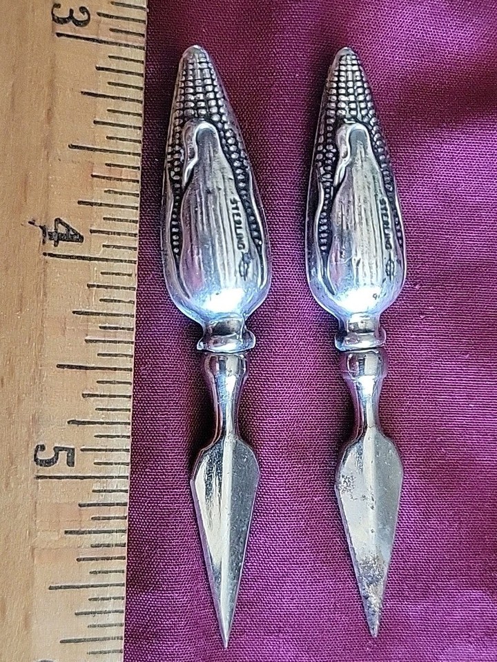 (2) Webster Sterling Silver Corn Cob Holders Pair Iconic | eBay
