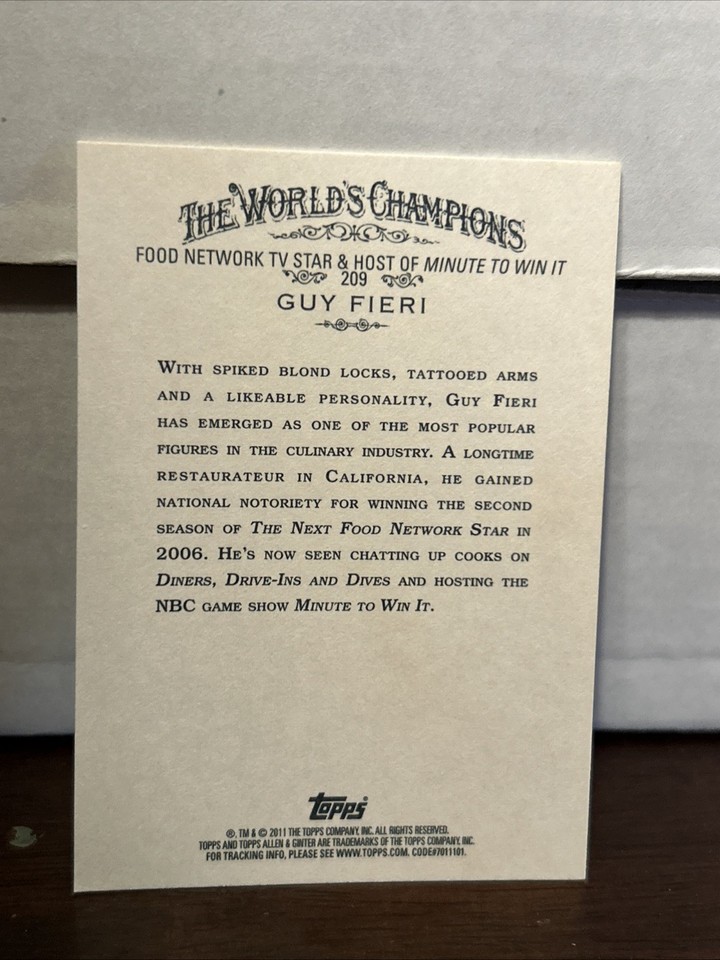 2011 Topps Allen & Ginter #209 Guy Fieri RC *Diners, Drive-Ins, and ...