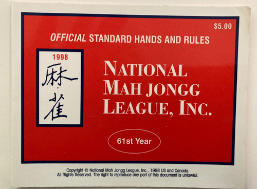 1998 National Mah Jongg League NMJL Official Standard Hands and Rules ...