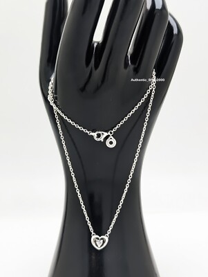 NEW 100% PANDORA Radiant Heart Floating Stone Pendant Collier Necklace ...