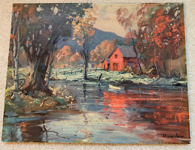 Mid Century Vintage 113C Shumaker Autumn Reflections Art Print Litho in ...
