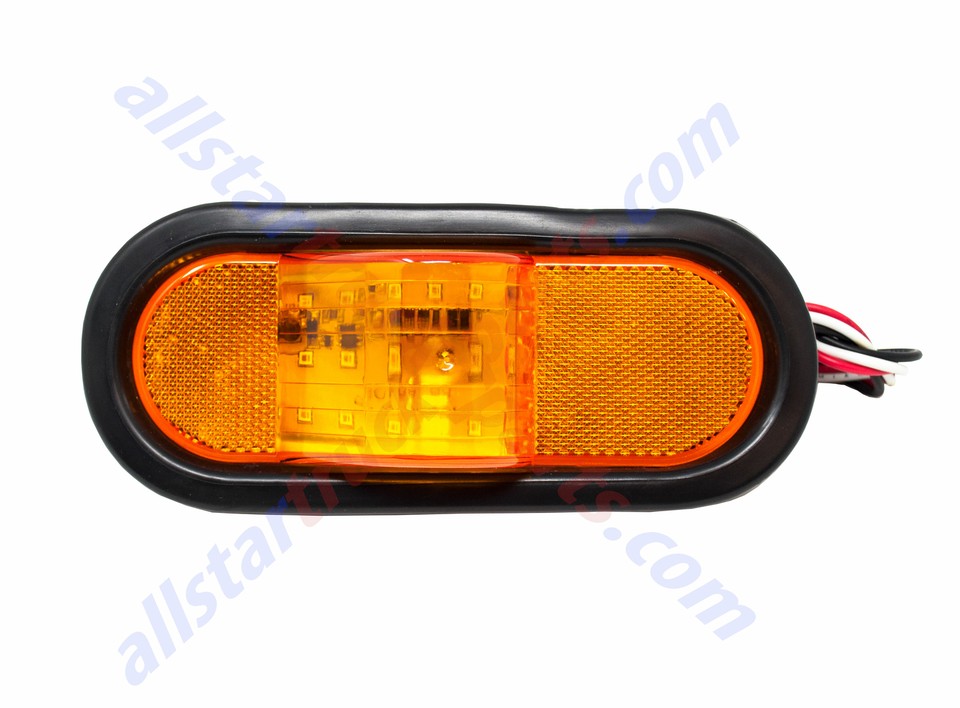 Qty 2 6" Oval Mid Turn Signal Amber Marker Light 18 LED w/Reflex Lens ...