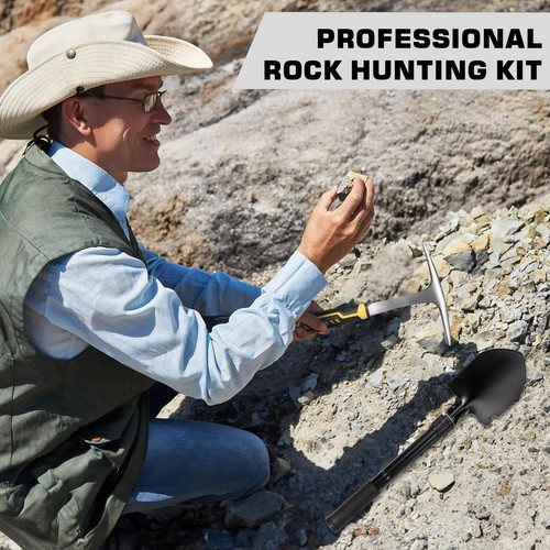 26oz Geologist Rock Pick Tool kits-12" Folding Multitool Shovel ...