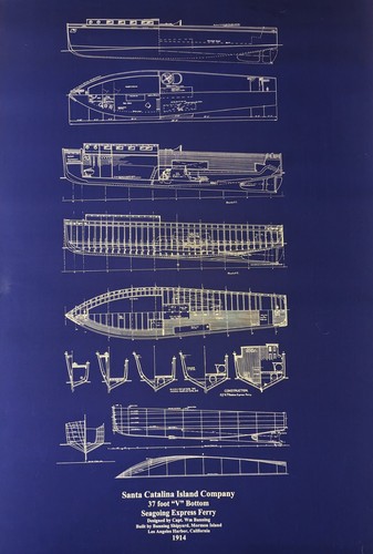 CATALINA ISLAND EXPRESS FERRY BLUEPRINT 1914 24" X 35" | eBay