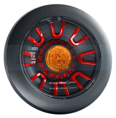 LED Rear Round Hamburger Stop/Tail/Indicator Light Truck Trailer Black ...