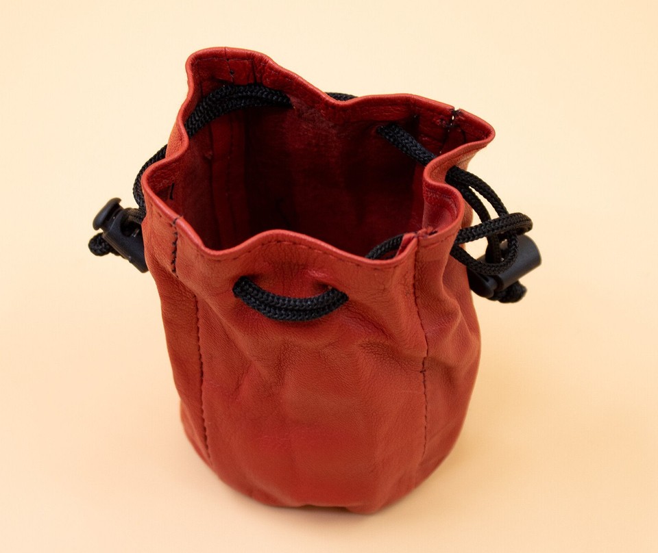 Soft Leather Round Drawstring Pouch Coin Soft Women Wrist Multiple ...