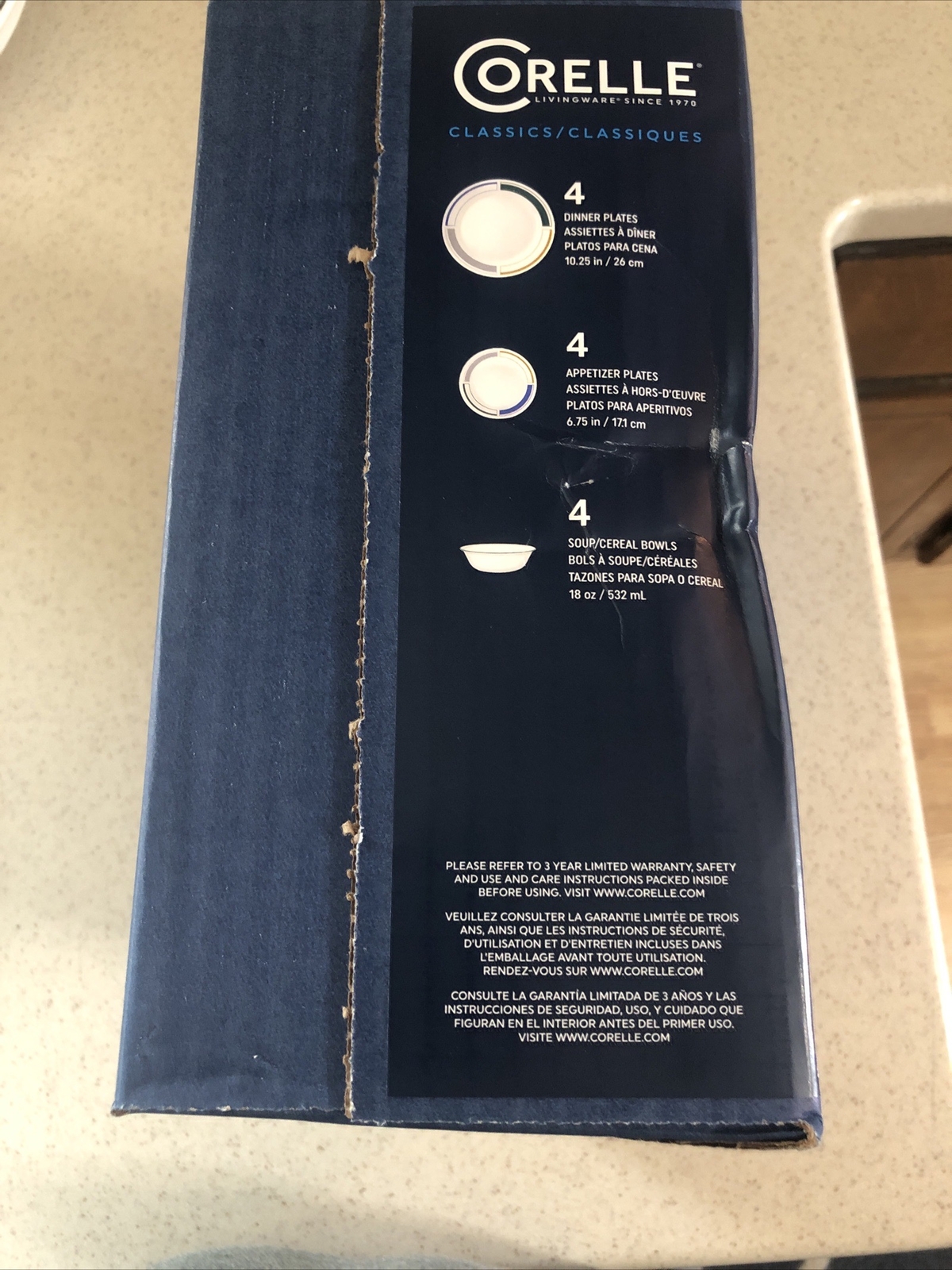 CORELLE VITRELLE LIVINGWARE " COLOR BLOCK " 12 PC. DINNERWARE SET NIB ...