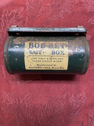 Vintage-Antique- Metal Bob-Bet Bait Box Fishing Worm Box 1940’s Really ...