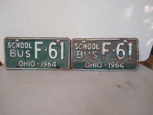 OHIO 1964 School BUS license plates matching pair F61 | eBay