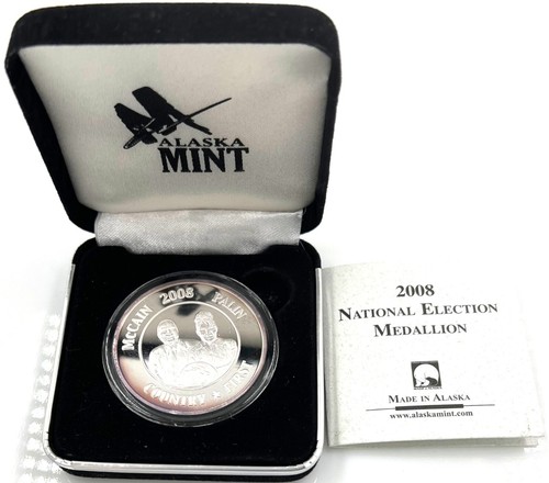 2008 McCain & Palin Country First Alaska Mint 2, 1ozt. .999 Silver & 1 ...