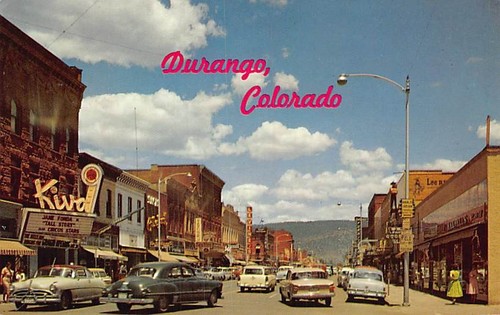Postcard CO: Durango, Colorado, Street Scene, Jane Fonda on Movie ...