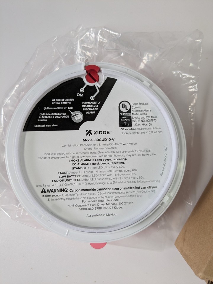 Kidde 30CUD10-V Smoke & Carbon Monoxide Alarm with Voice, 10-Year ...