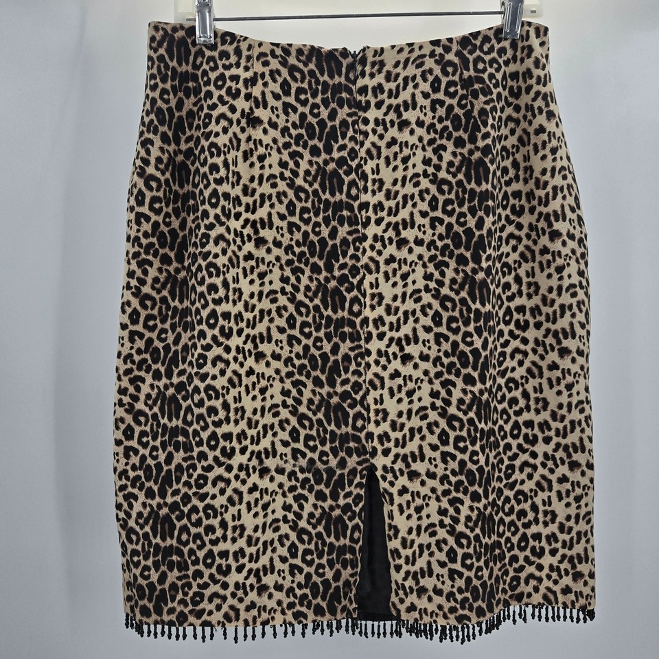 Allison Taylor Vintage 90s Y2K Mob Wife 100% Silk Beaded Leopard Print ...