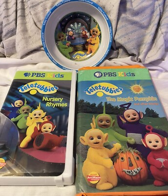 Teletubbies Nursery Rhymes & Magic Pumpkin VHS Tapes PBS & Childs Snack ...