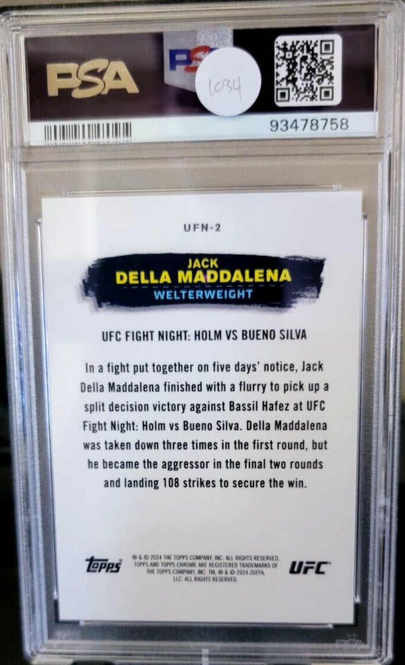 2024 UFC Topps Chrome Jack Della Maddalena Case Hit SSP UFC Fight Night ...