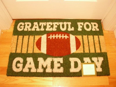 FOOTBALL GRATEFUL FOR GAME DAY Welcome Mat Doormat Front Entry Door Rug ...