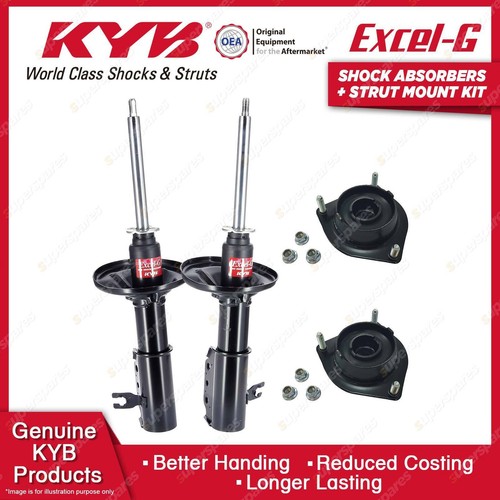 2 Front KYB Shock Absorbers + Strut Top Mount Kit for Ford Laser KJ 94 ...