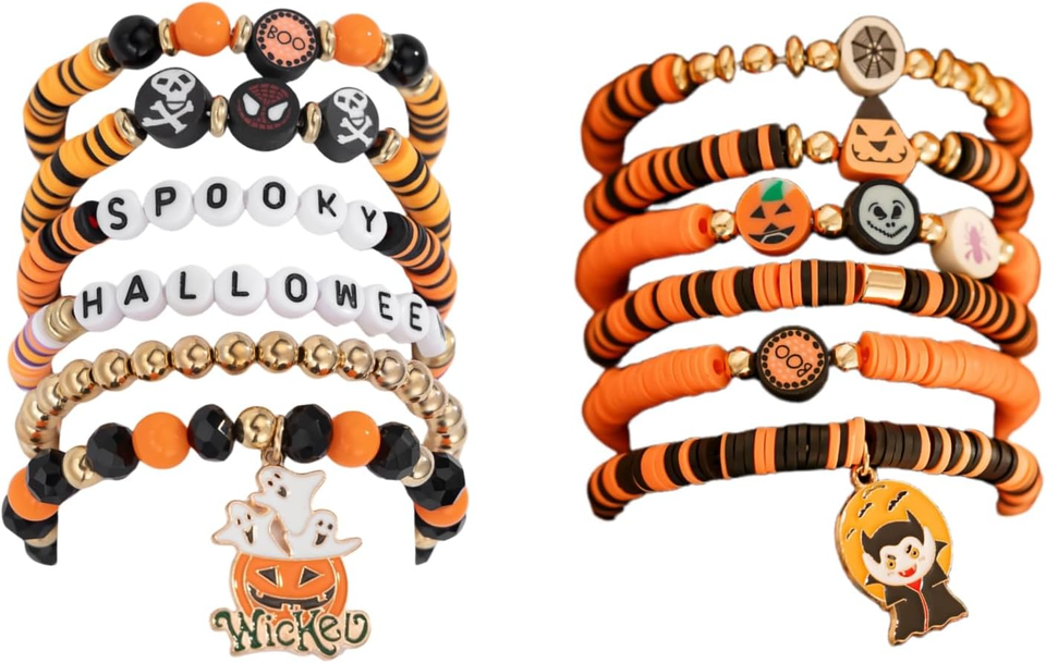12PS Halloween bracelets Ghost Witch Punk pumpkin halloween beads for ...