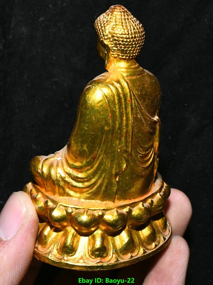 3.7''Old Xizang Bronze Gilt Buddhism Shakyamuni Sakyamuni Amitabha ...