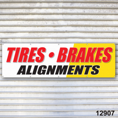 Tires Brakes Alignments Banner Sign Auto Repair Tire Dealer Service Bay ...