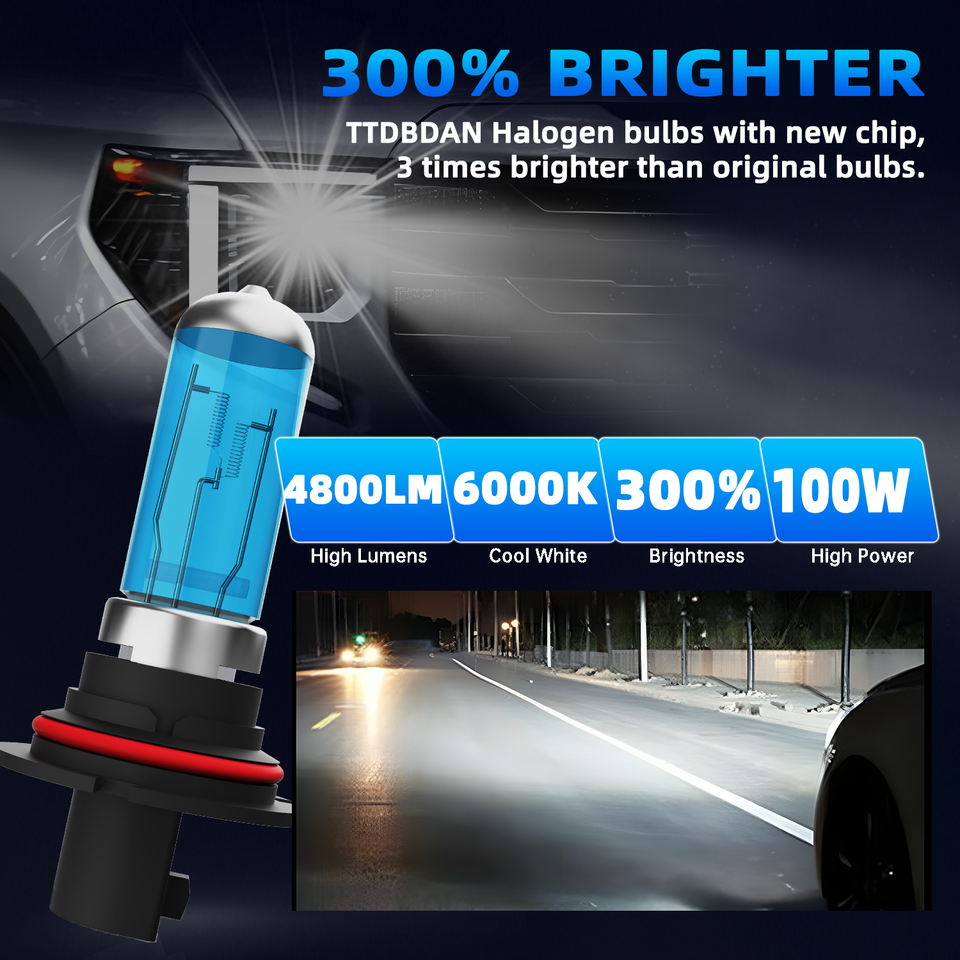 2PCS 9007 HB5 Warm White Halogen Headlight Bulb Kit High/Low Beam 300% ...