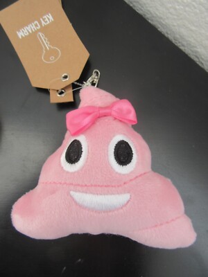 Plush Pink Poop Bow EMOJI with Metal Hardware Key Ring Keychains 4 ...