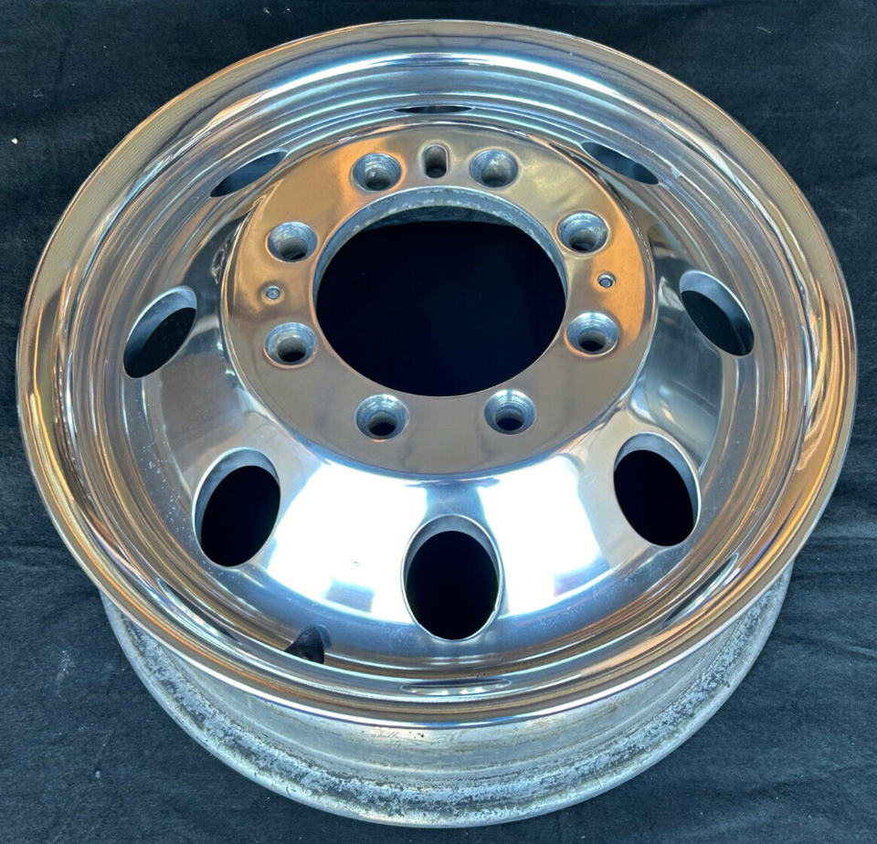 (1) 16" RARE VINTAGE HIGH POLISHED WELD DUALLY FRONT WHEEL 16X6 RIM 8X6 ...