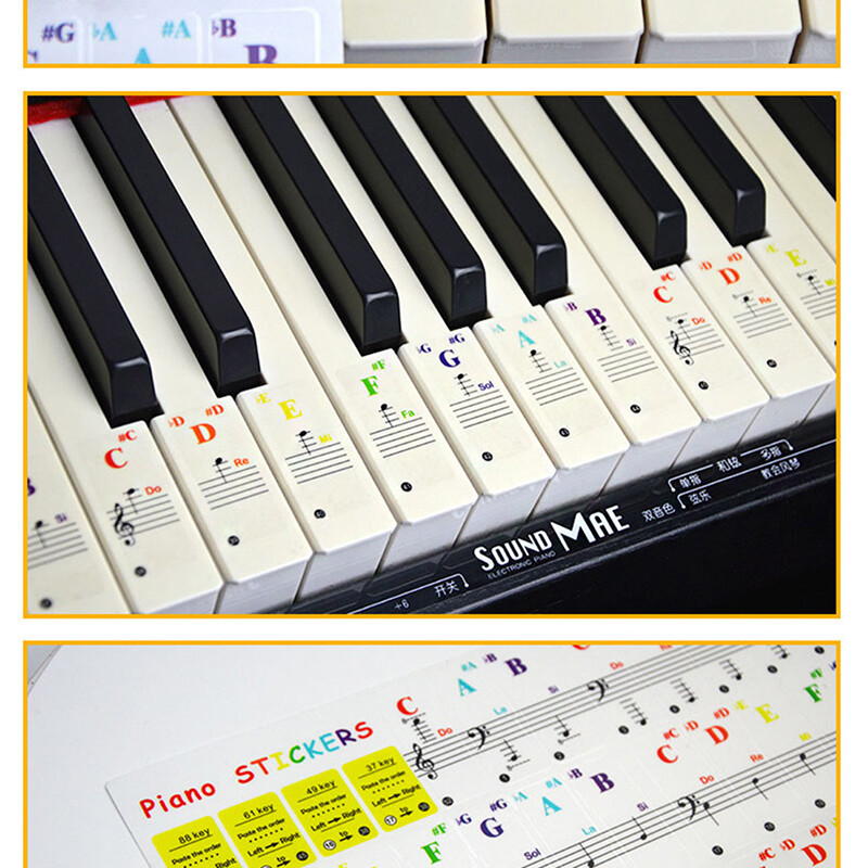 Piano Keyboard Stickers Piano Stickers For 49/37/61/88 Key Keyboards ...