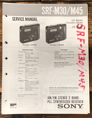 Sony SRF-M30 SRF-M45 Portable Radio / Receiver Service Manual *Original ...