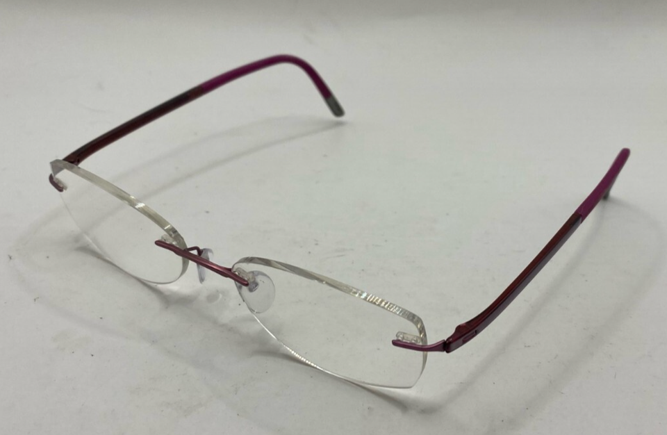 SILHOUETTE TITANIUM EYEGLASSES FRAMES ONLY 4525 PURPLE RIMLESS 51-17 ...