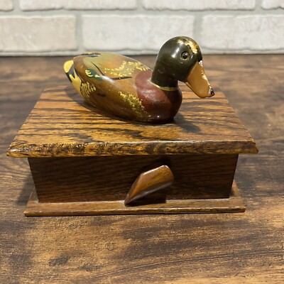 Vintage Mallard Duck Wooden Stashbox Keepsake Small Wood Box with lid ...