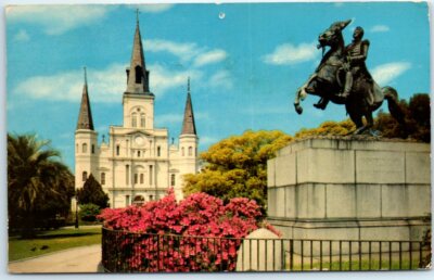 Postcard - St. Louise Cathedral and Jackson Monument - New Orleans ...