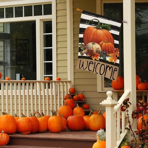 Welcome Fall House Flags for Outdoor Decoration, Black Stripes with 28x40 Inch | eBay
