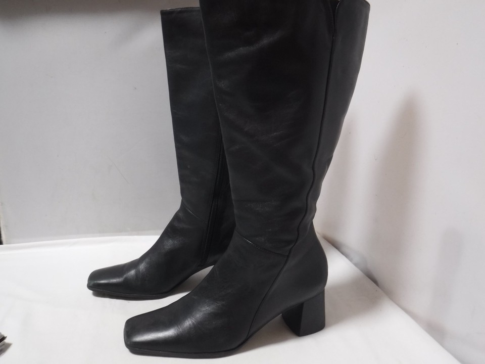 GA3 VTG 90s Y2K Women's NATURALIZER Black Leather Square Toe Block Heel ...