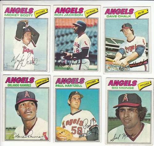 TOPPS 1977 LOT 13 L A ANGELS TEAM CARD RUDI SCOTT GRICH DRAGO MILEY ...