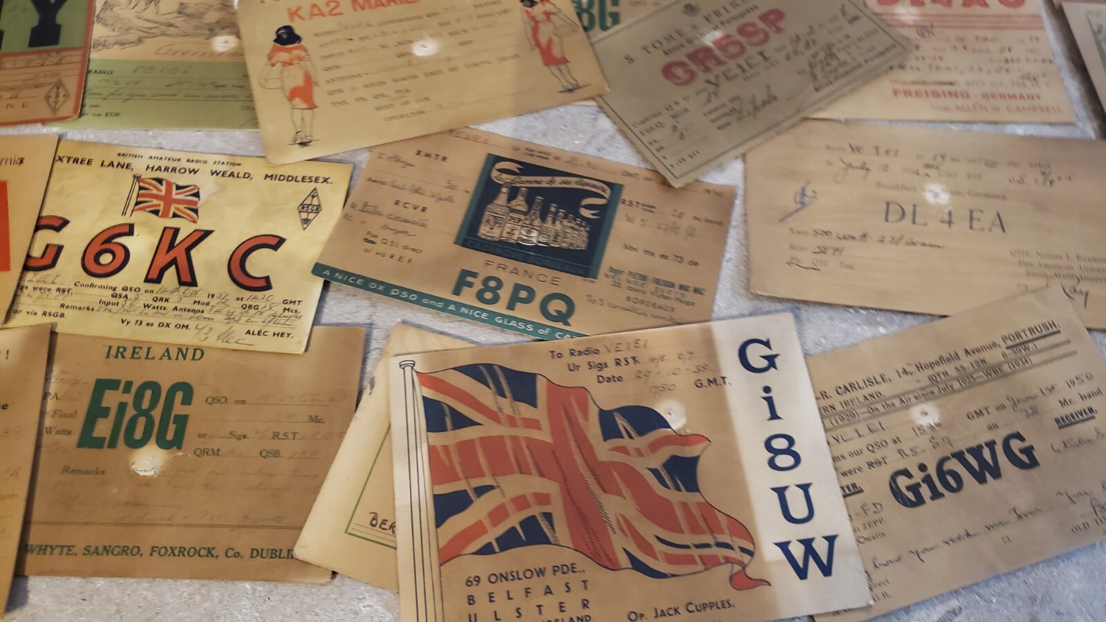 qsl cards 1930s-1940's 1950s CB Ham Radio QSL Cards 3-4-5 letter call ...
