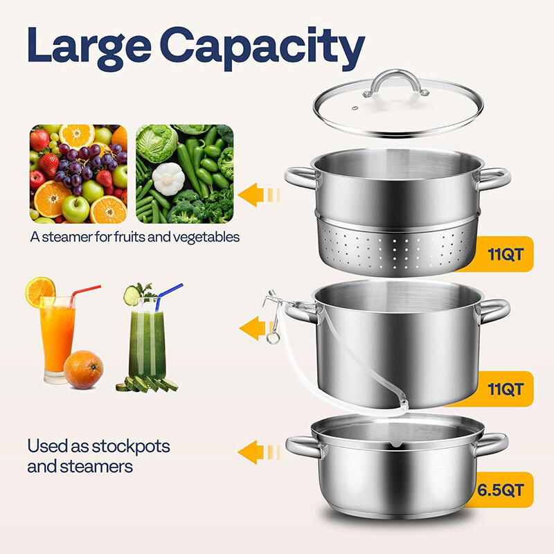 11Qt Stainless Steel Juice Steamer Extractor Fruit Vegetables Juicer ...
