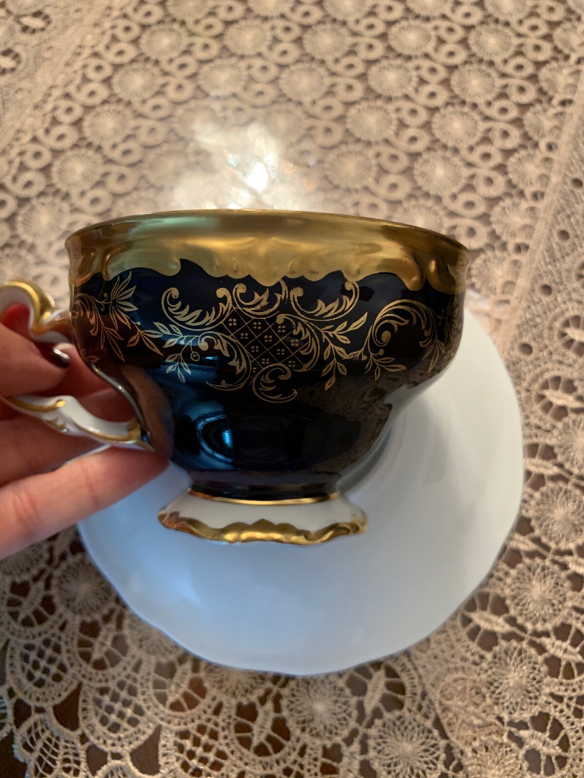Weimar KATHARINA 20003 Cobalt Blue & Gold Footed TEA/COFFEE Cup ...