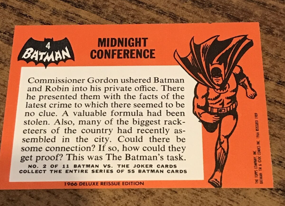 1989 Reprint REISSUE - 1966 Topps BATMAN "Black Bat" - Card #4 ...